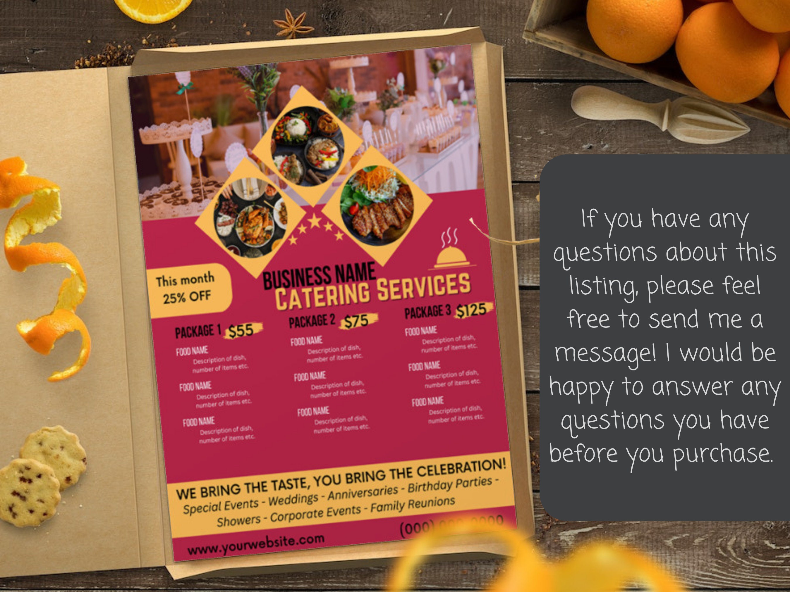 Cater Restaurant Menu Catering Flyer Template Printable Catering Flyer ...
