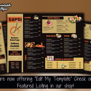 Printable Sushi Menu Template Social Media Sushi Specials Template ...