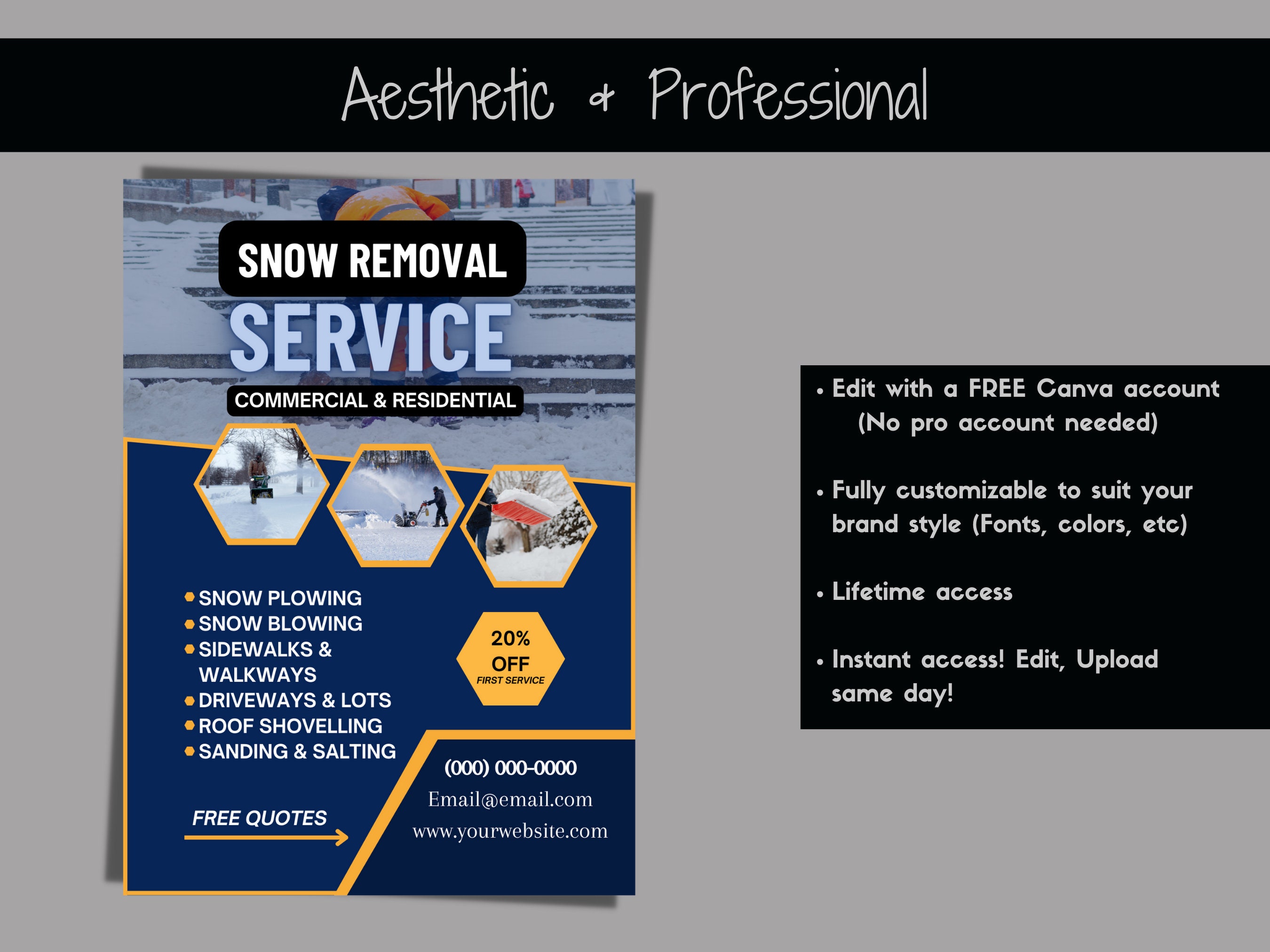 Snow Removal Service Flyer Template, Business Advertising (printable ...