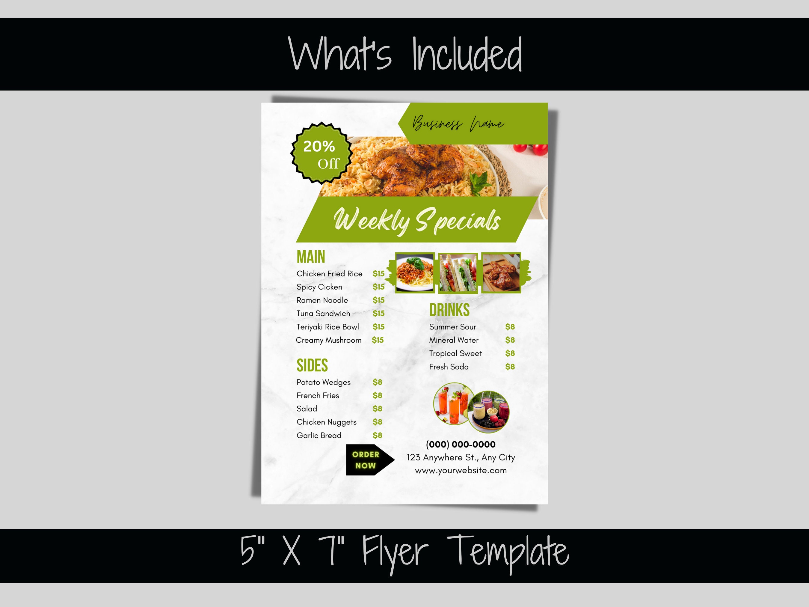 Editable Flyer Weekly Specials Printable Food Menu Restaurant Menu ...