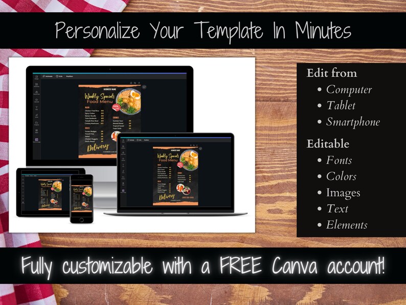 Weekly Specials Food Menu Flyer Template (canva Editable) - Etsy