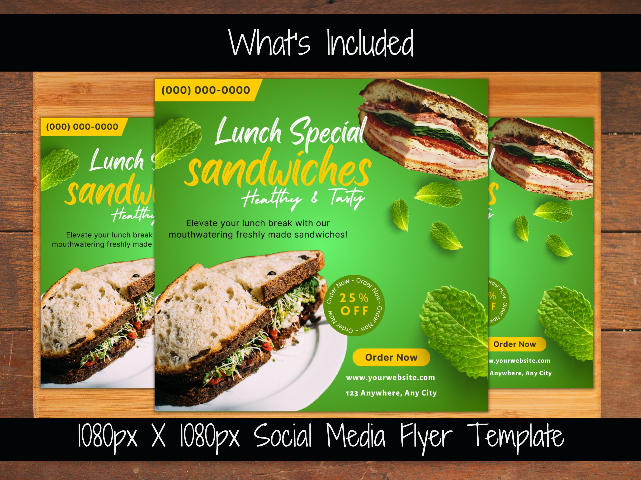 Sandwich Shop Flyer Template Editable Flyer Template for Social Media ...