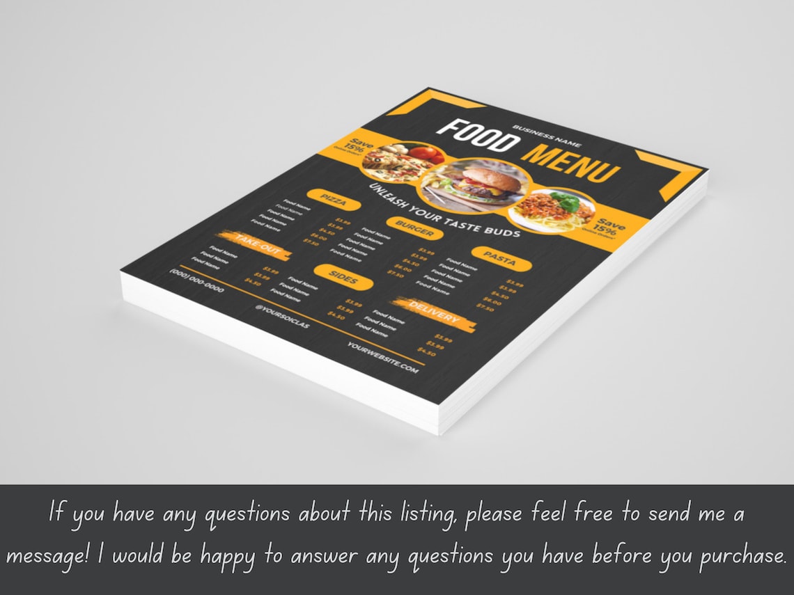 Food Menu Printable Flyer Template Printable Food Menu Price List ...