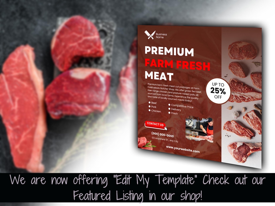 Farm Fresh Meats Social Media Flyer Template Butcher Shop Flyer ...