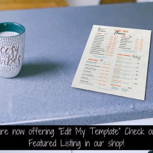 Take Out Menu Template Printable Double Side Food Menu Price List ...