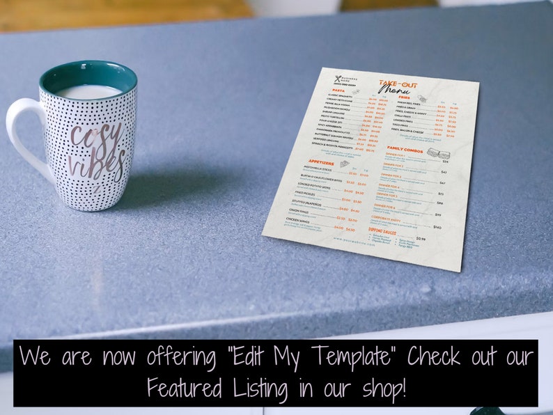 Take Out Menu Template Printable Double Side Food Menu Price List ...