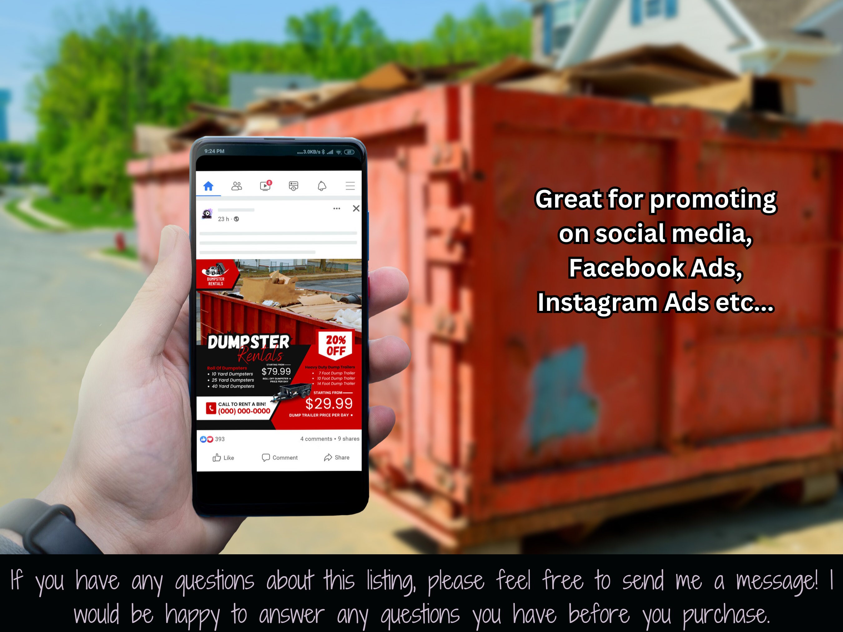 Dumpster Rentals Social Media Flyer Template Dumpster Business Flyer ...