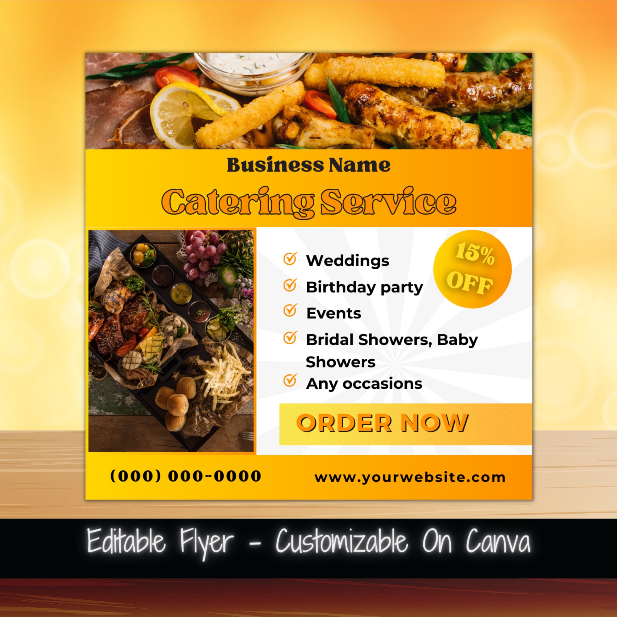 Catering Service Editable Social Media Flyer Template Catering Business ...