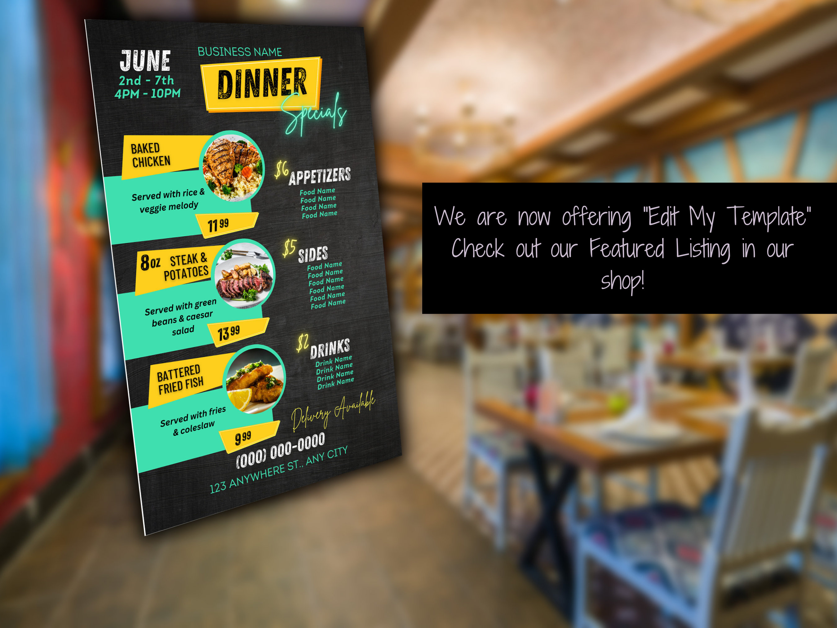 Printable Dinner Specials Flyer Template Food Sale Flyer Restaurant ...