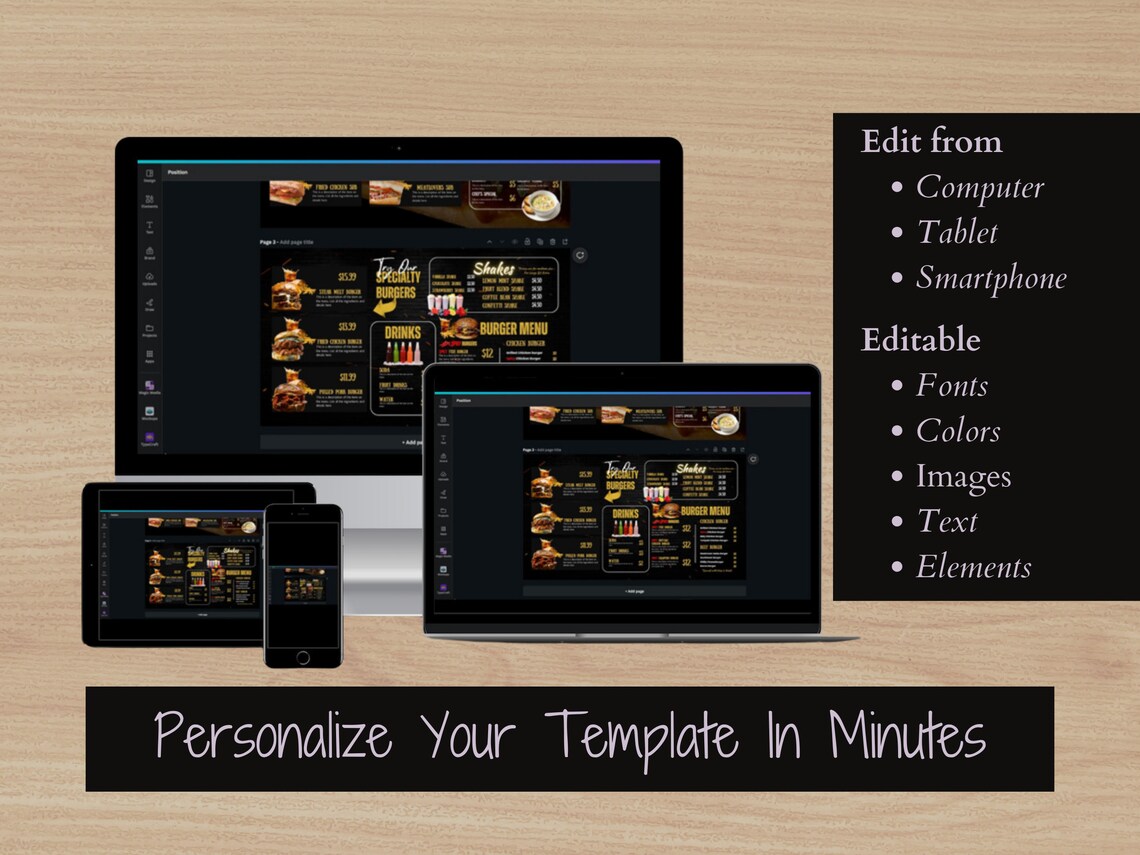 TV Menu Board Static Template Digital Menu Board Template Food Menu ...