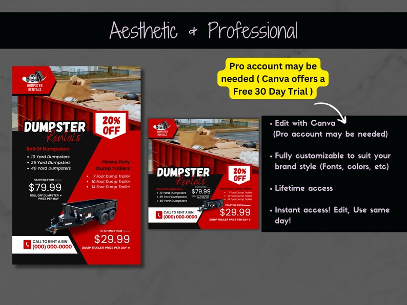 Dumpster Rental Flyer Templates Bundle (canva Editable) - Etsy