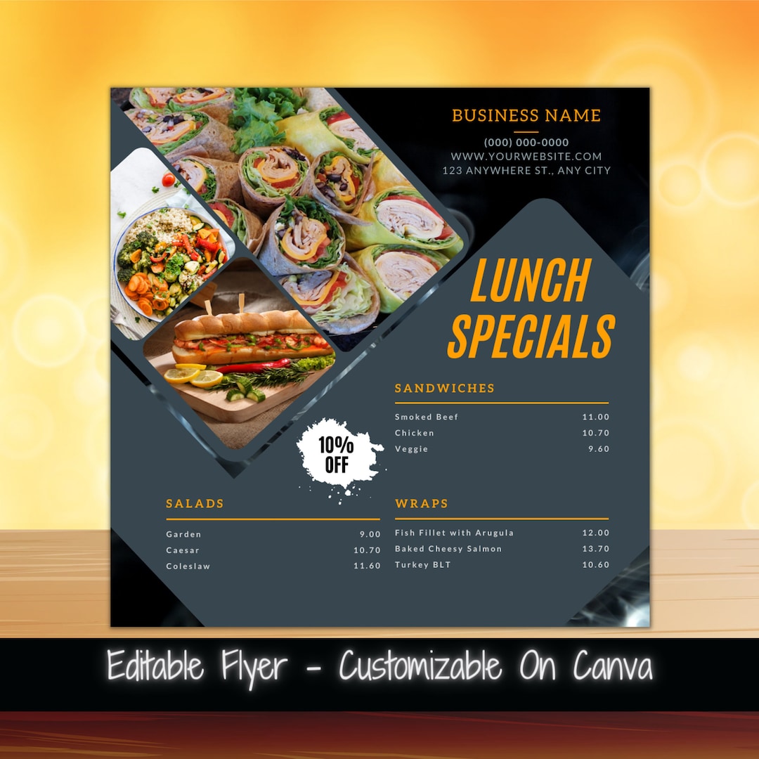 Editable Flyer Lunch Special Menu Template for Social Media Daily ...