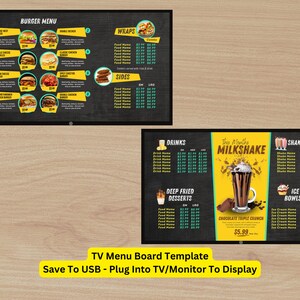 Digital Menu Display TV Menu Board Templates Static Menu Board Template ...