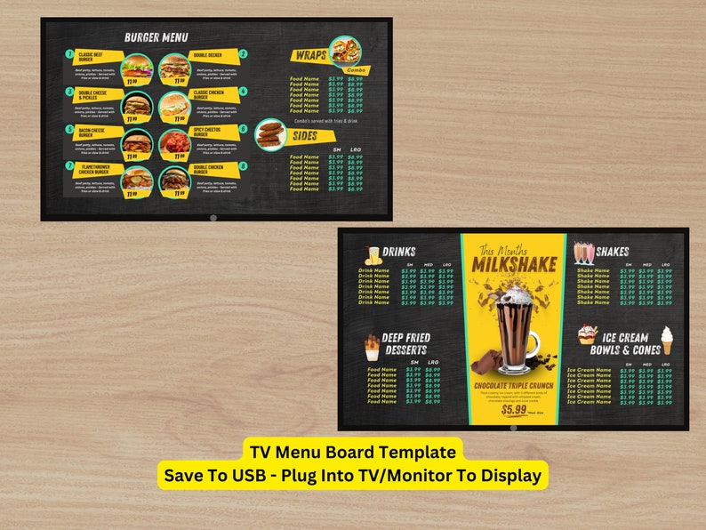 Digital Menu Display TV Menu Board Templates Static Menu Board Template ...