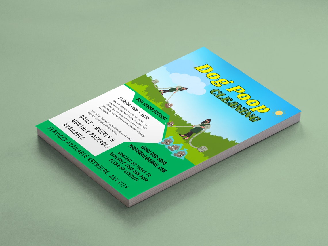 Printable Dog Poop Clean up Flyer Dog Waste Removal Flyer Dog Poop ...