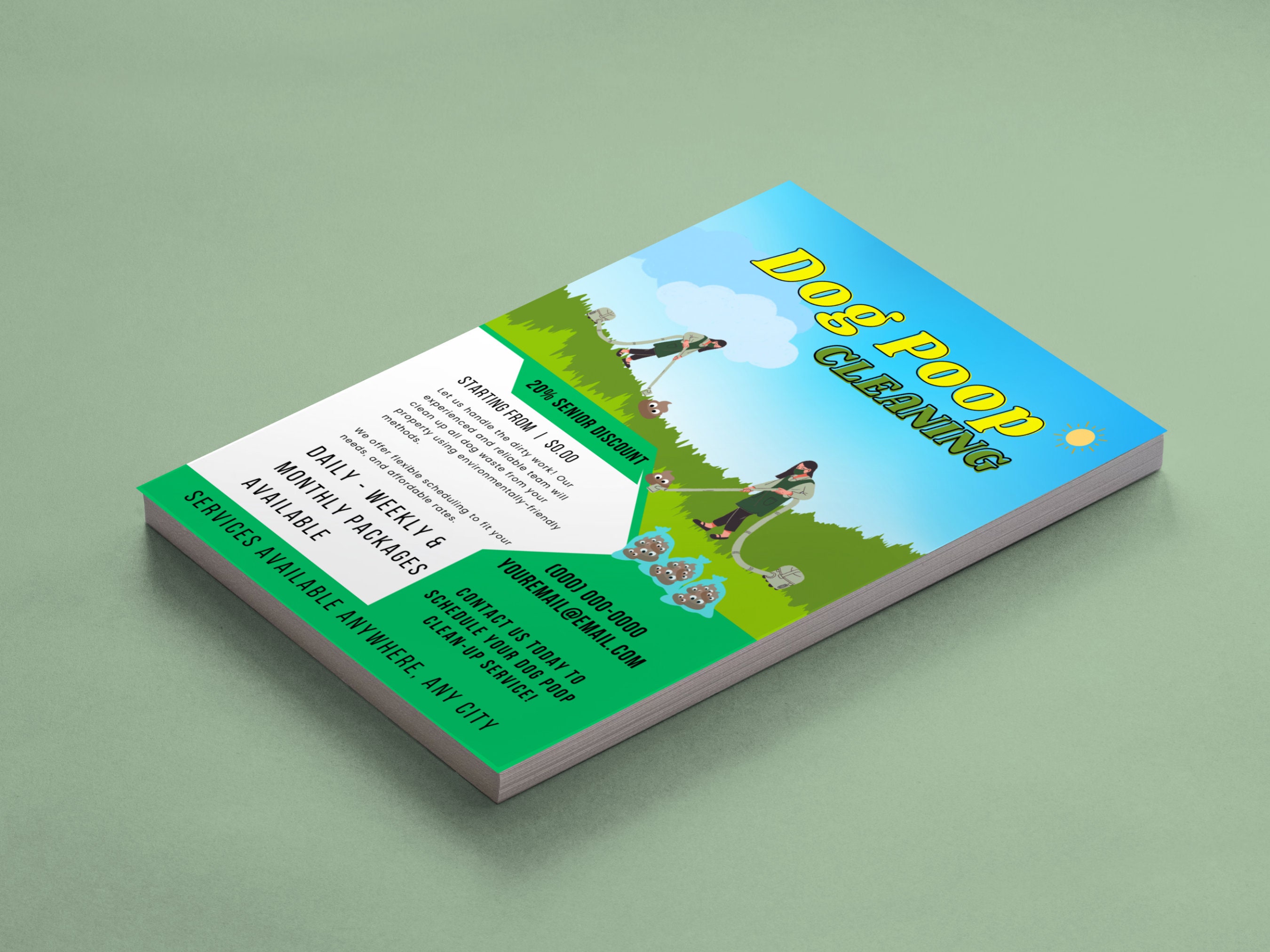 Printable Dog Poop Clean up Flyer Dog Waste Removal Flyer Dog Poop ...