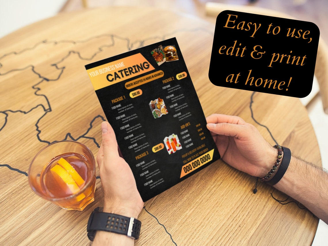 Catering Menu Template Editable Menu for Catering Printable Catering ...