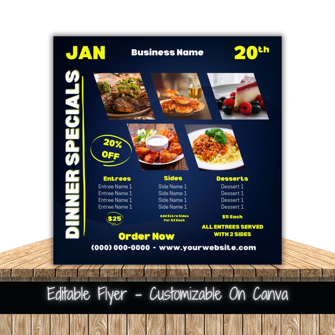Editable Marketing Flyer Template Dinner Special Social Media Flyer ...