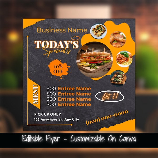 Printable Food Menu Flyer Template 2 Sided Food Menu Template Food Sale ...
