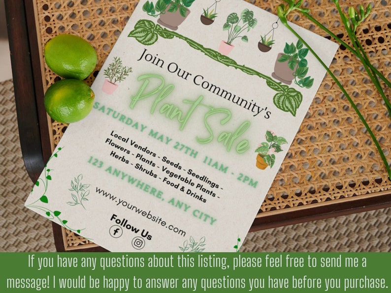 Plant Sale Flyer Template Printable Custom Invitation Editable Flyer ...