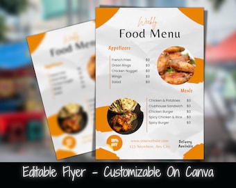 Editable Flyer Template Weekly Specials Food Menu Restaurant Menu ...