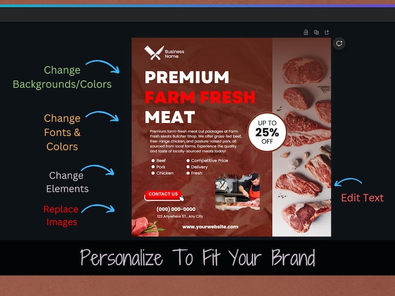 Farm Fresh Meats Social Media Flyer Template Butcher Shop Flyer ...