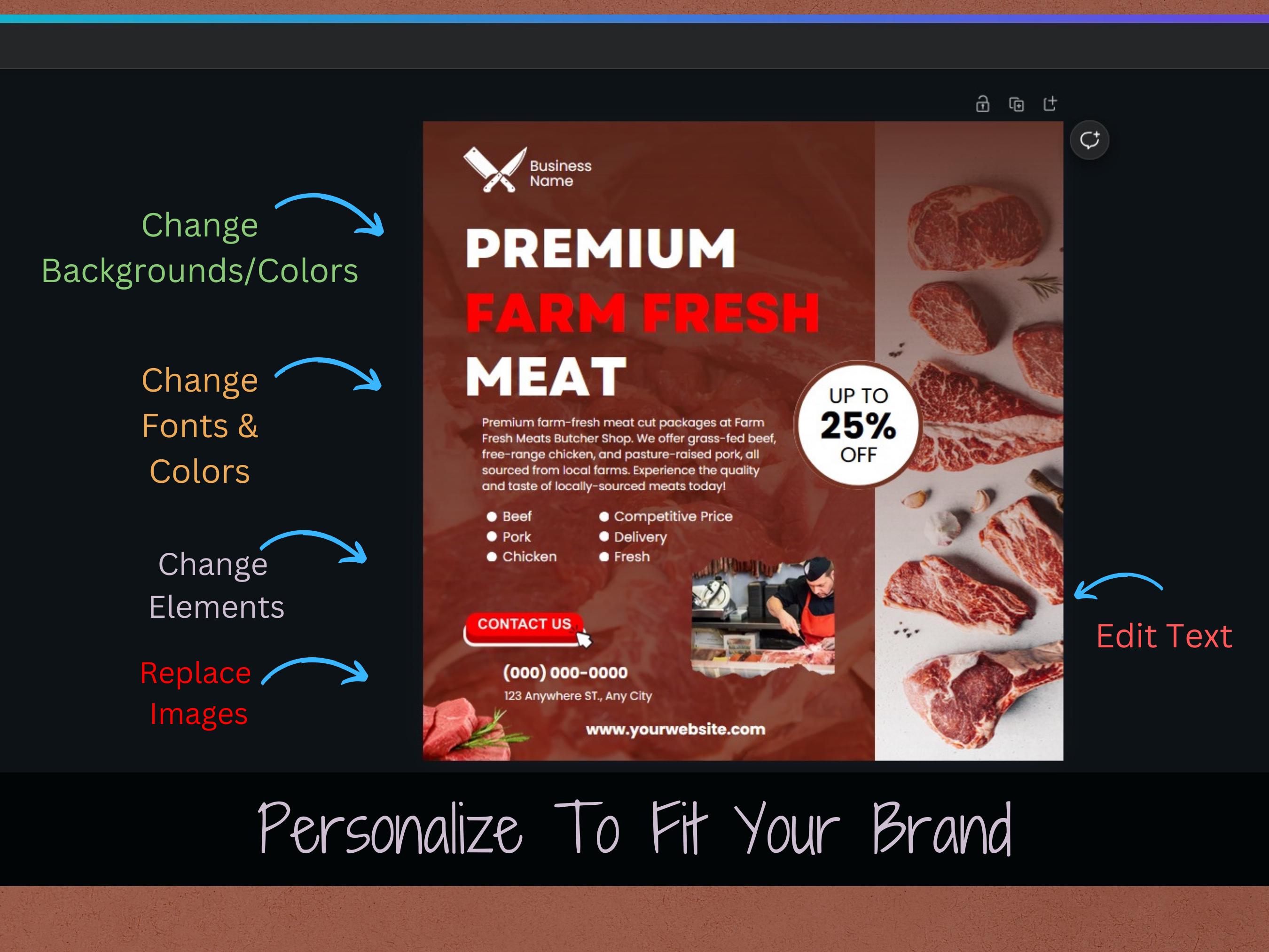 Farm Fresh Meats Social Media Flyer Template Butcher Shop Flyer ...
