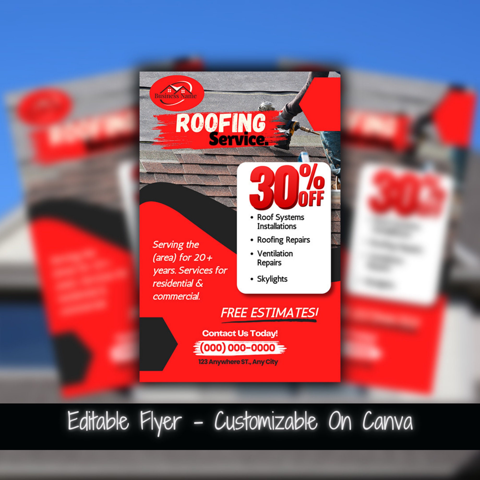 Printable Roofing Services Flyer Template Editable Service Flyer Roof ...