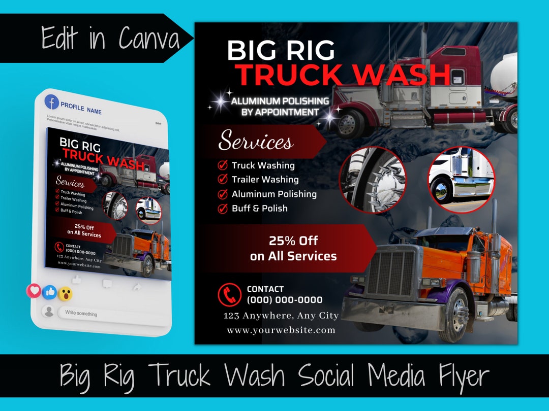 Truck Wash Flyer Template | Big Rig Detailing, Aluminum Polishing ...