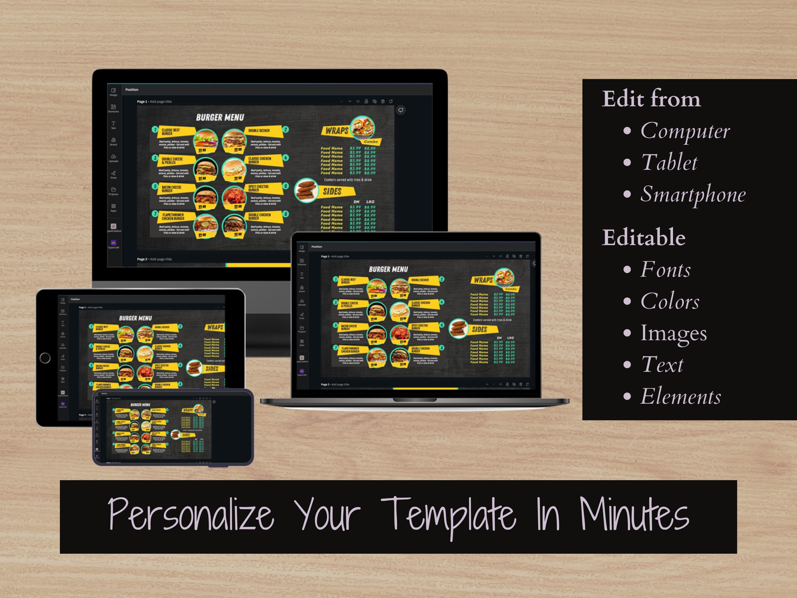 Digital Menu Display TV Menu Board Templates Static Menu Board Template ...