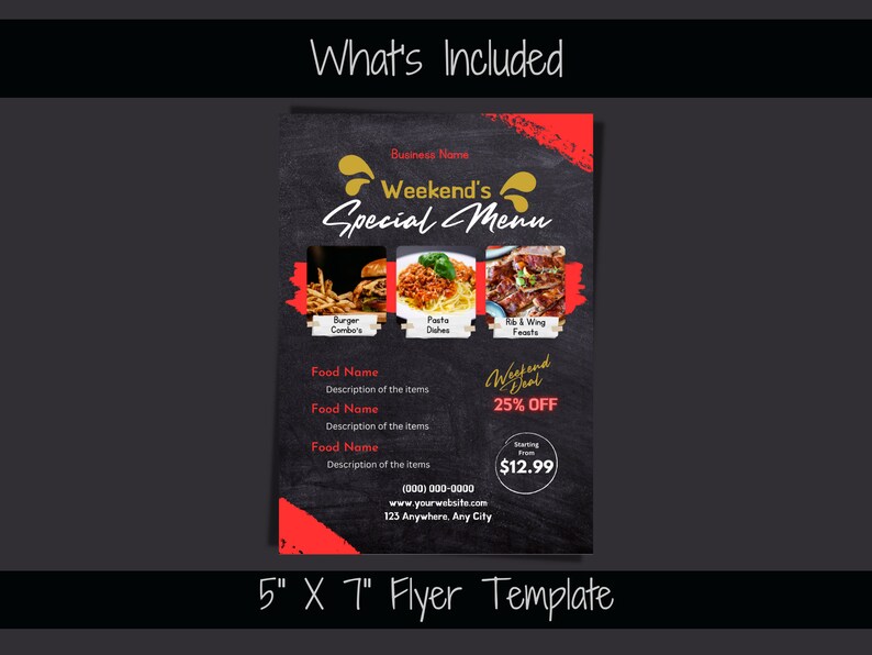Printable Food Menu Flyer Promotional Weekend Specials Food Flyer ...