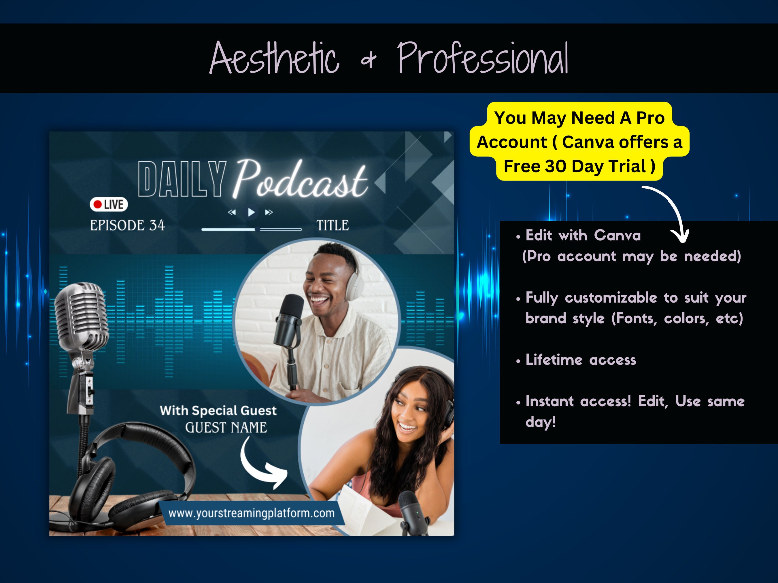 Podcast Flyer Social Media Promo Template for Podcasters Talk Show ...
