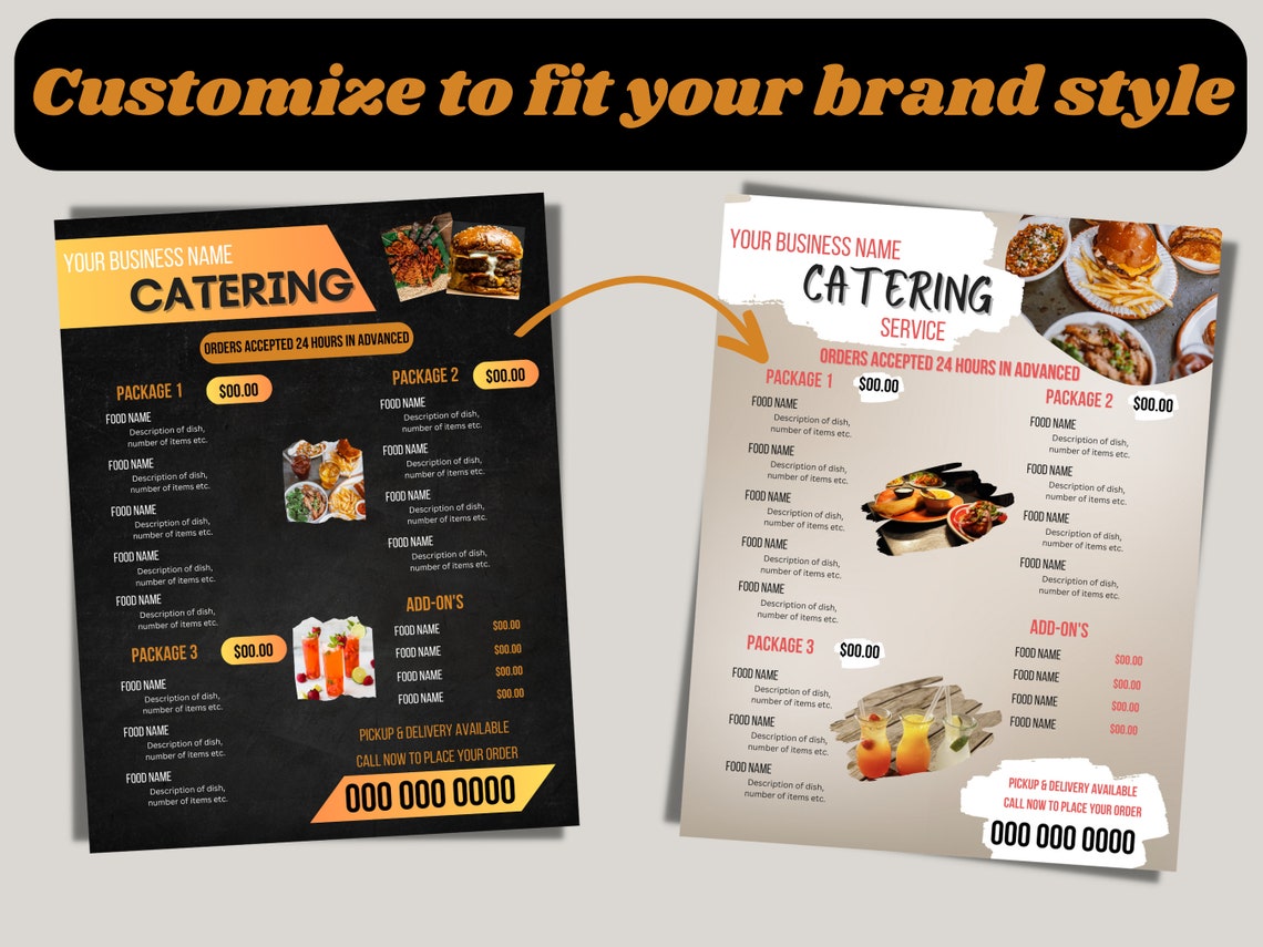 Catering Menu Template Editable Menu for Catering Printable Catering ...