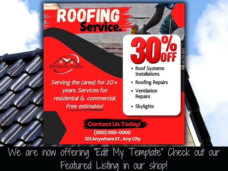 Roofing Services Editable Flyer Template Service Flyer Roof Repair ...