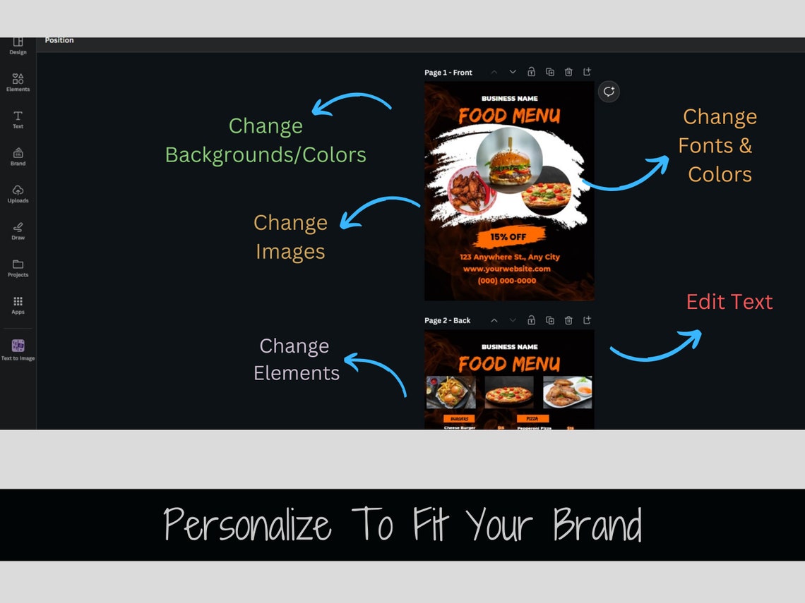 Printable Food Menu Flyer Template 2 Sided Food Menu Template Food Sale ...