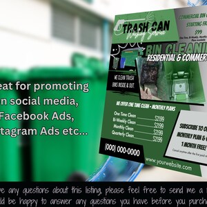 Trash Can Washing Service Flyer for Social Media Garbage Bin Cleaning ...