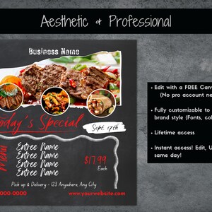 Editable Food Menu Flyer Today's Special Menu Template for Social Media ...
