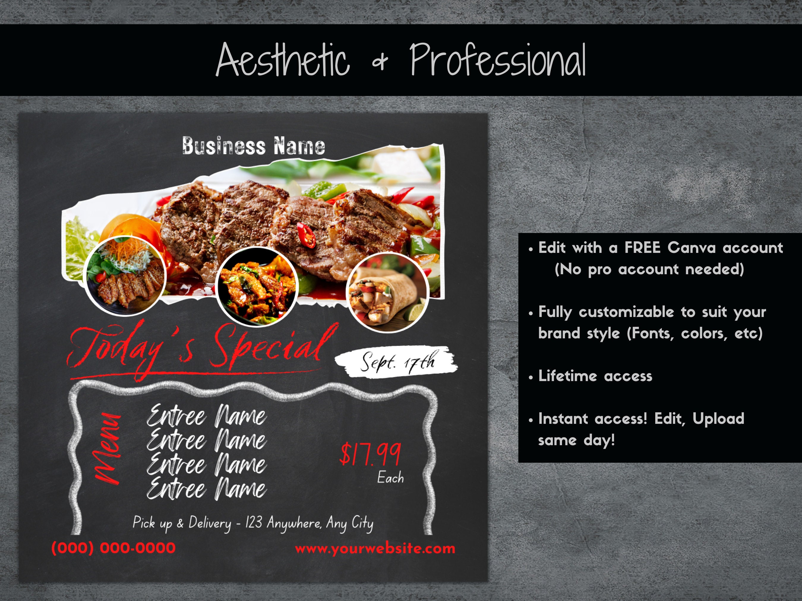 Editable Food Menu Flyer Today's Special Menu Template for Social Media ...