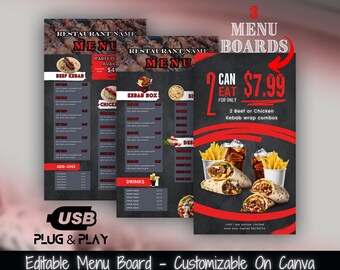 TV Menu Board Static Template Digital Menu Board Template Food Menu ...
