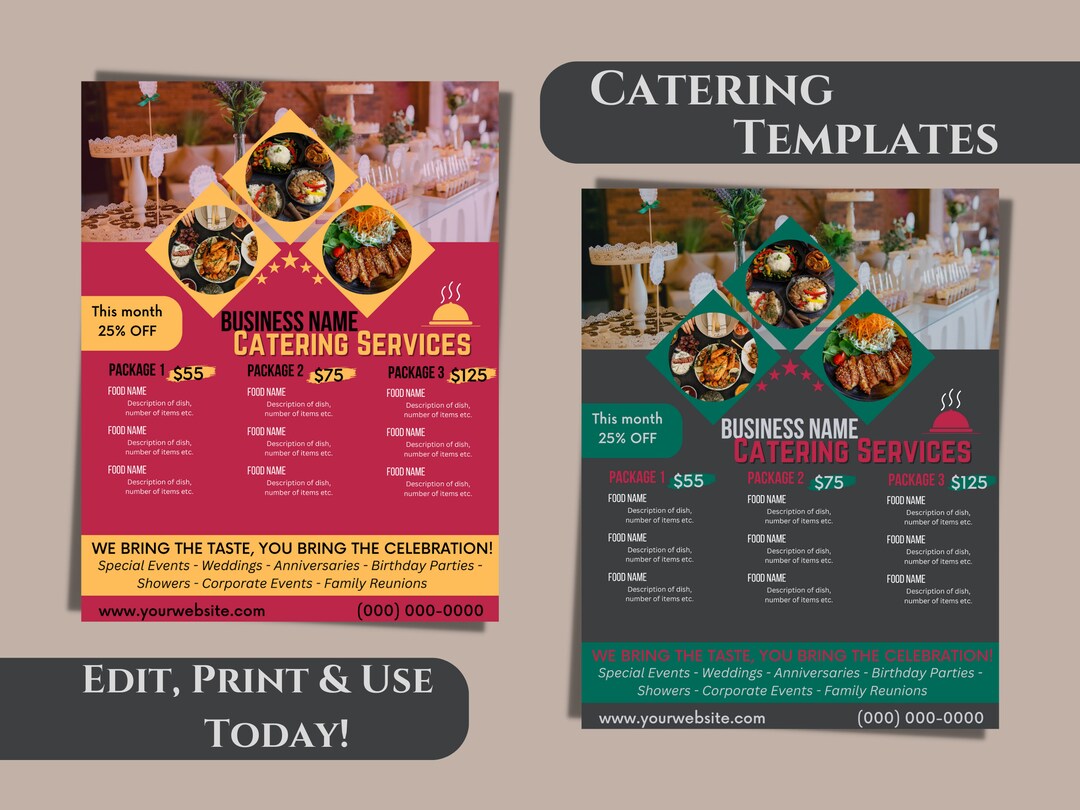Catering Menu Flyer Template, Customizable DIY (digital Download) - Etsy