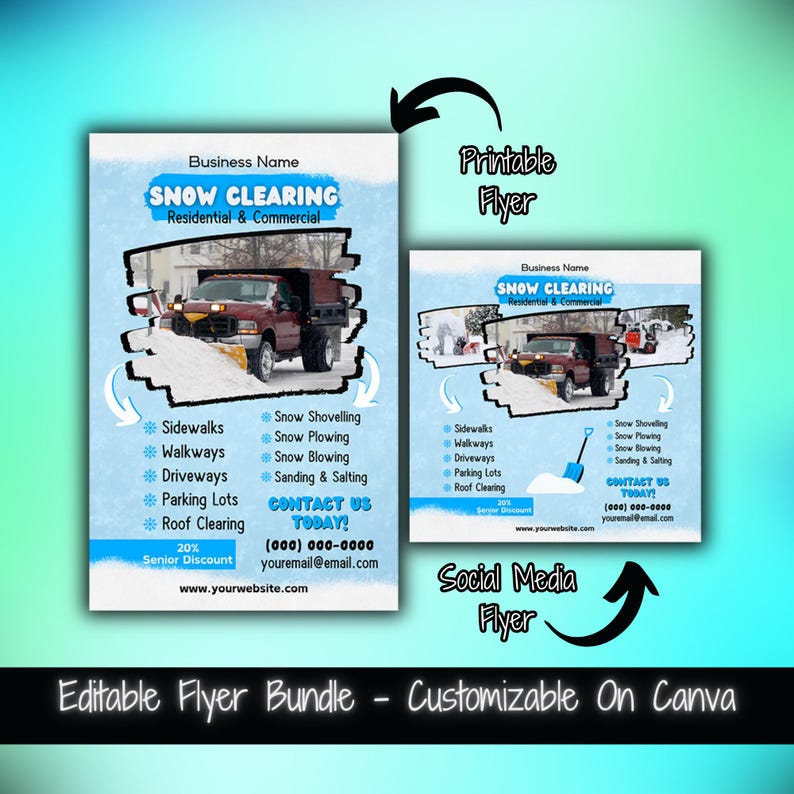 Snow Removal Flyer Templates | Business Marketing (canva Editable) - Etsy