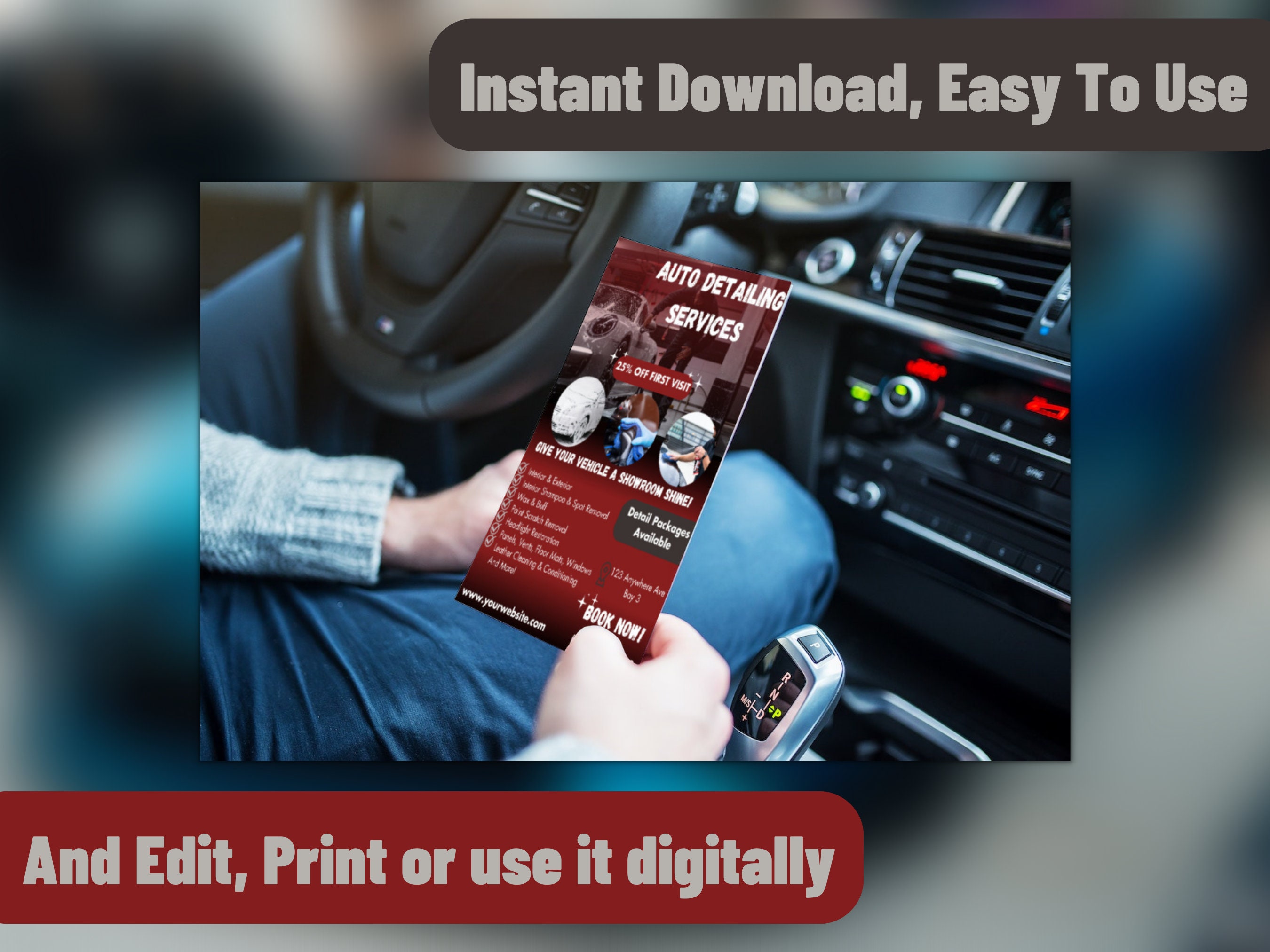 Auto Detailing Service Flyer Template Printable Flyer Design DIY Car ...
