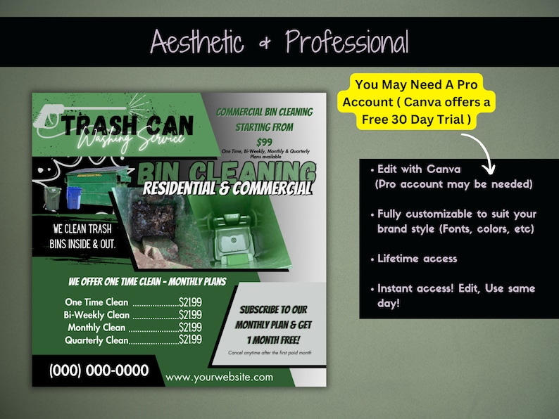 Trash Can Washing Service Flyer for Social Media Garbage Bin Cleaning ...