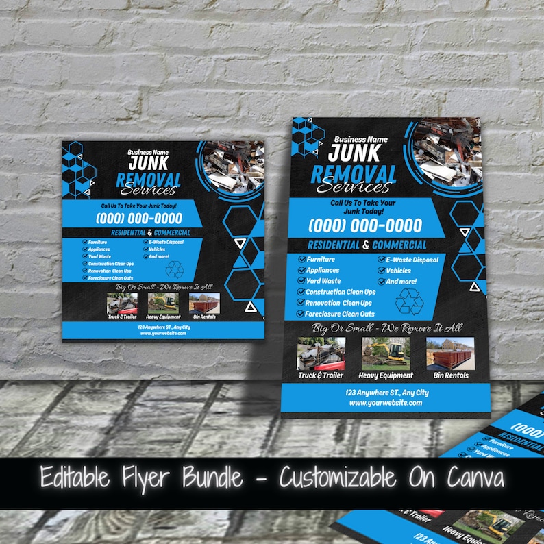 Junk Removal Service Flyer Templates Printable Flyer Social Media Flyer ...
