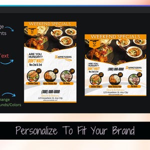 Weekend Specials Bundle Flyer Templates Food Specials Printable Flyer ...
