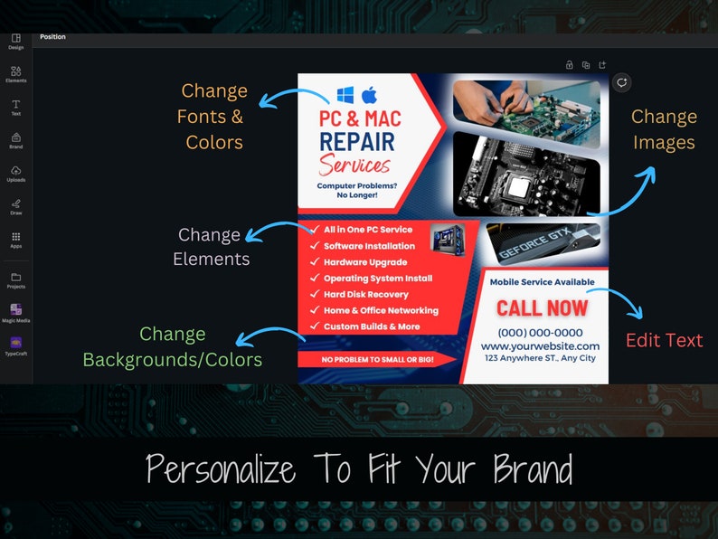 PC & Mac Repair Flyer Template, Social Media Design (canva) - Etsy