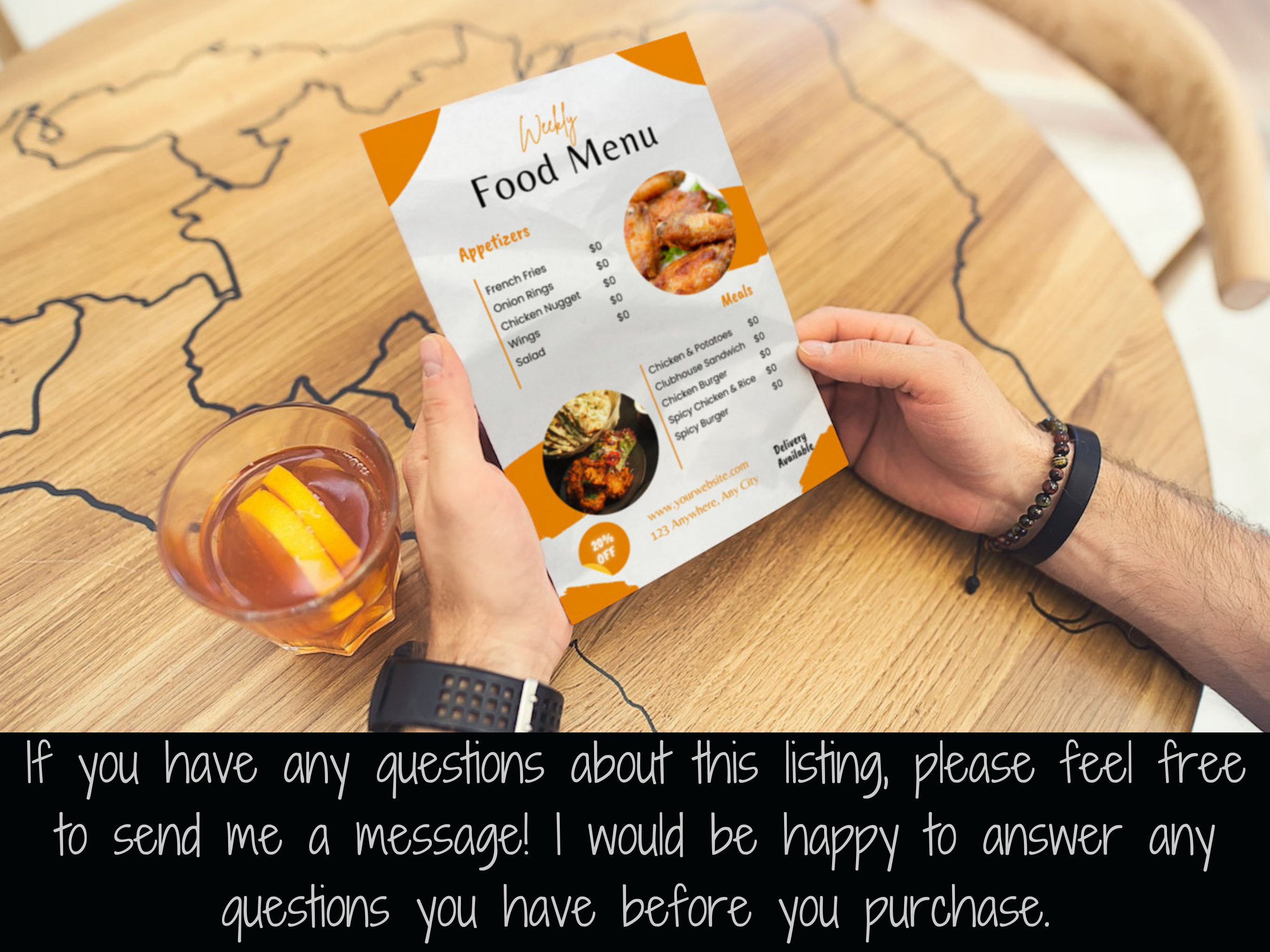 Weekly Food Menu Printable Flyer Editable Menu Template Restaurant ...