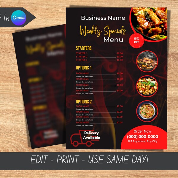 Printable Weekly Dinner Menu - Etsy