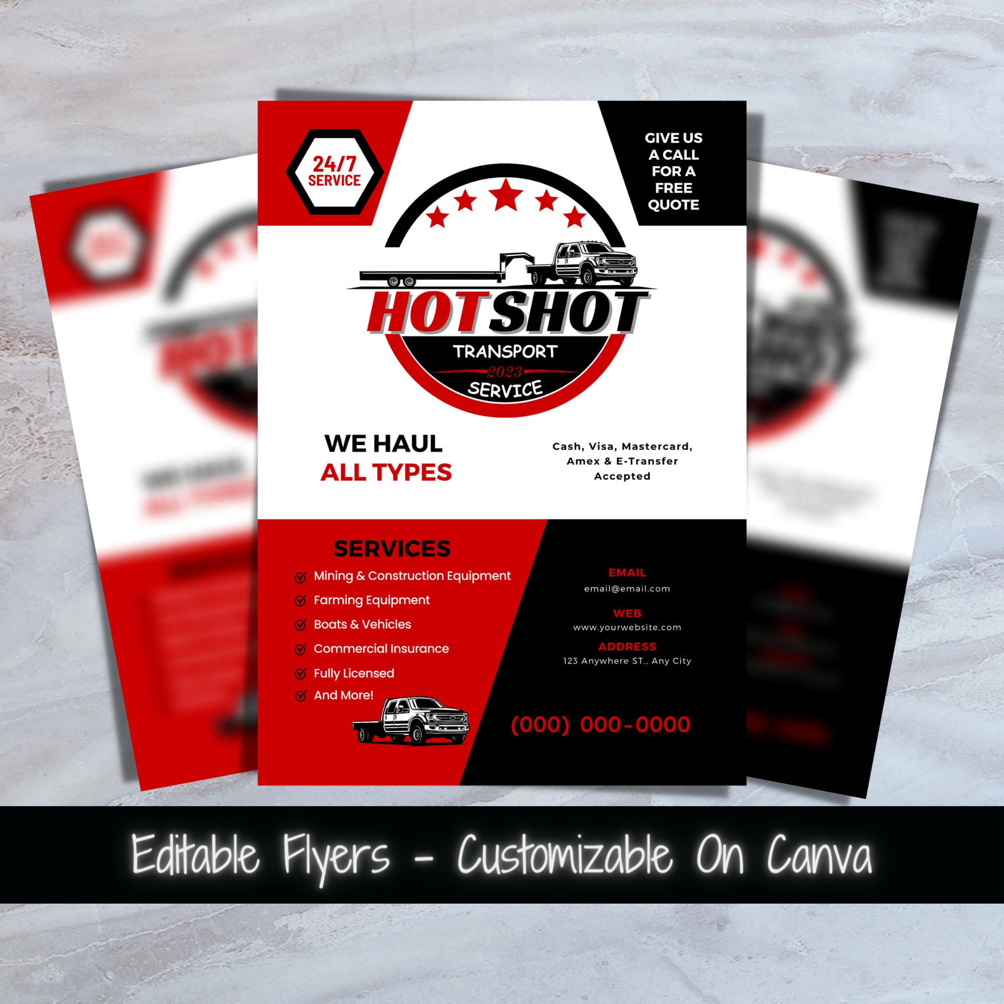 Hotshot Hauling Service Flyer Template, Printable Trucking Ad (canva ...