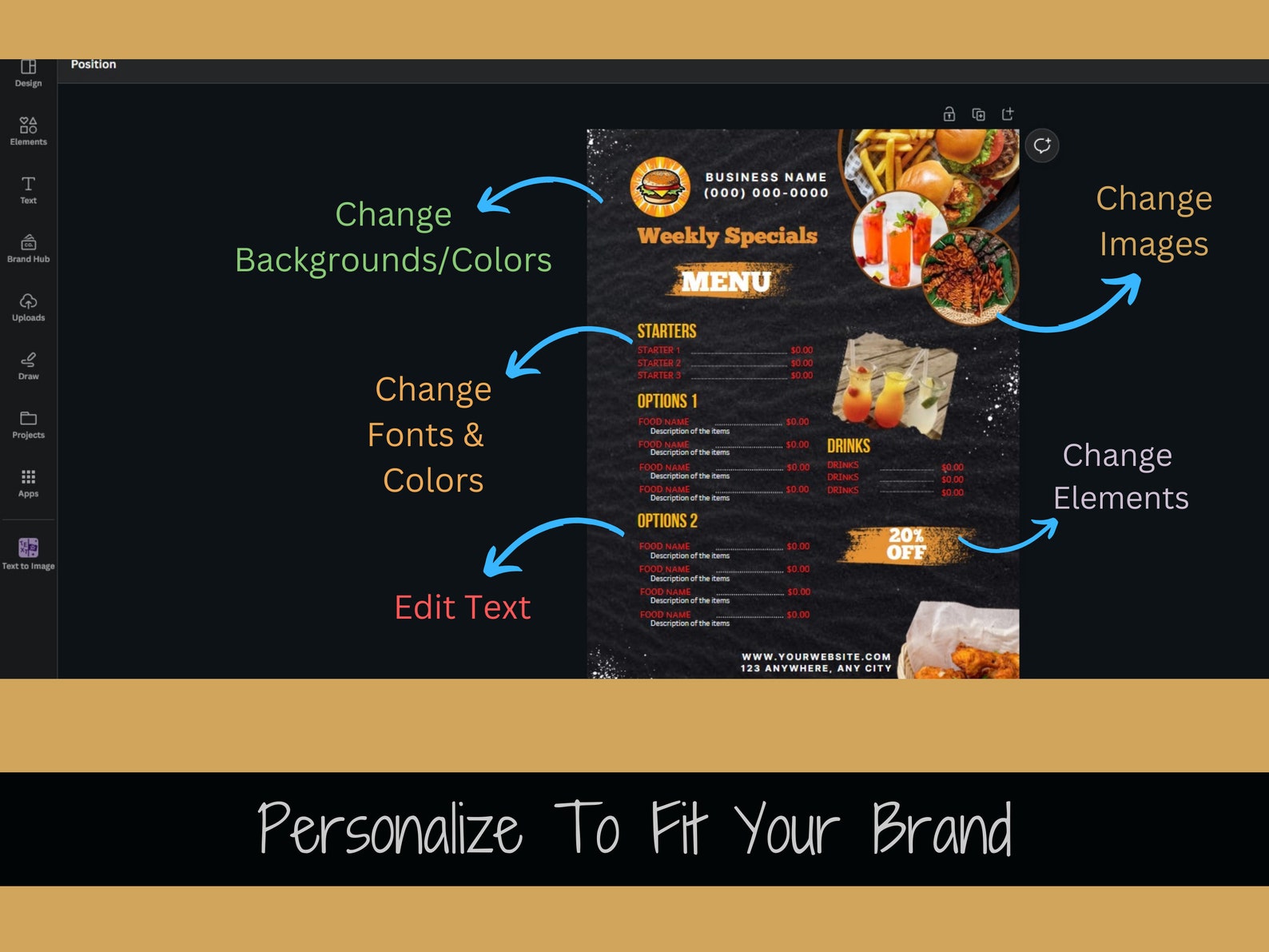 Printable Weekly Specials Flyer Template Editable Menu Flyer Restaurant ...